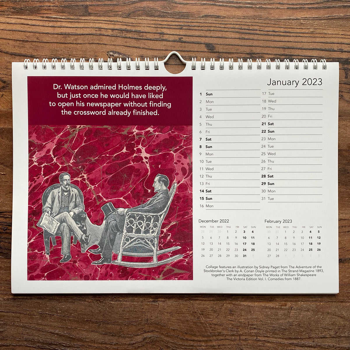 Calendar 2023. REDUCED. Literary humour A4 landscape spiral bound with ...